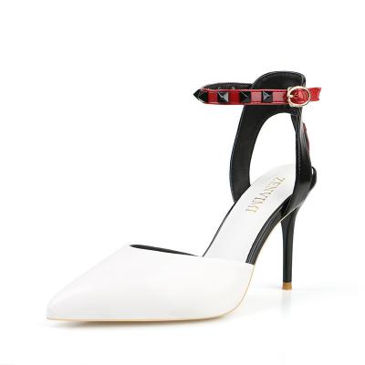 China ZM039 289-9 High Heel Ladies Sandals 2020 Summer New Pointed Sexy Rivet Fashion Simple Women'S Shoes for sale