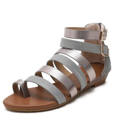China BS056 Flip-Flops High Top Sandals Summer New Style European Fairy Style Sexy Thick Heel Cross Strap Roman Shoes Mid-Heel for sale