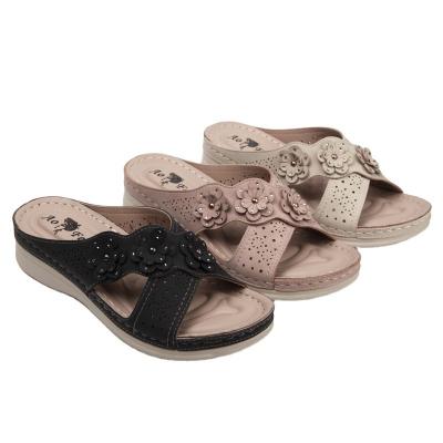 China BS069 Amazon 2021 New Cross-Border Ladies Slippers Summer Flowers Vacation Leisure Beach Sandals for sale