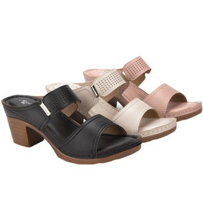 China BS070new European and American sandals women summer leisure foreign trade sandals thick high-heeled large size comfortab for sale