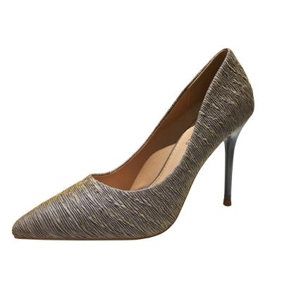 China 6888-7 Korean Fashion Pointed Shallow Mouth High Heels Thin Sexy Wrinkled Women'S Single Shoes Stiletto Professional OL for sale