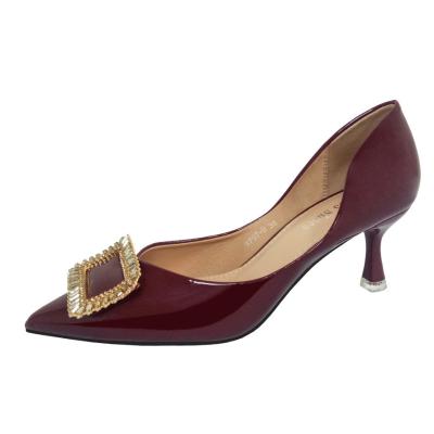 China 9797-9 Korean Fashion Pointed Shallow Mouth High Heels Hollow Sexy Rhinestone Women'S Single Shoes Net Red Square Buckle for sale