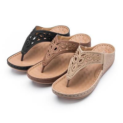 China BS082 Amazon 2021 Slippers Women Cross-Border Foot Massage Flip Flops Southeast Asian Retro Wedge Sandals Women for sale
