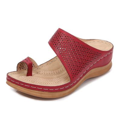 China BS093 Women Shoes Cross-Border Large Size Women'S Shoes Retro Bohemian Style Hollow Wedge Sandals Women Flip-Flops Sanda for sale