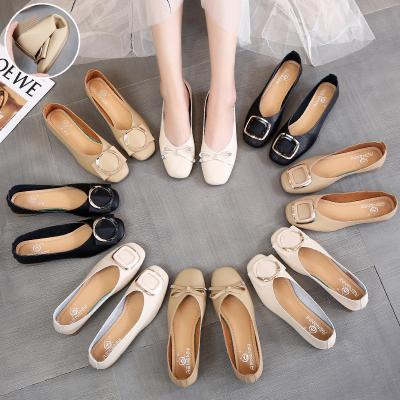 China BS108 Beef Tendon Soft Bottom Soft Surface Single Shoes Women 2021 Spring New Shoes Flat Bottom All-Match Small Leather for sale