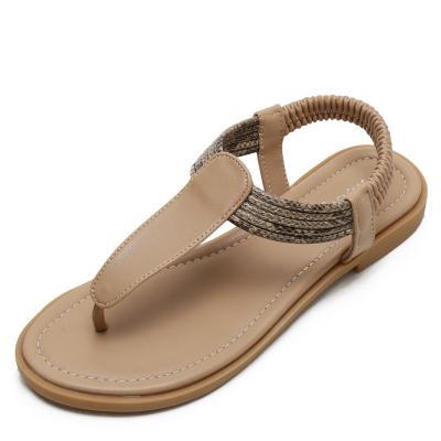 China Bs126 Flip-Flop Sandals Women'S New Bohemian Ethnic Style Simple Color Matching Retro Travel Roman Shoes for sale