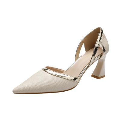 China 3668-2 Korean Fashion Pointed Shallow Mouth High Heels Thick Heel Sexy Professional Sandals Nightclub Banquet All-Match for sale