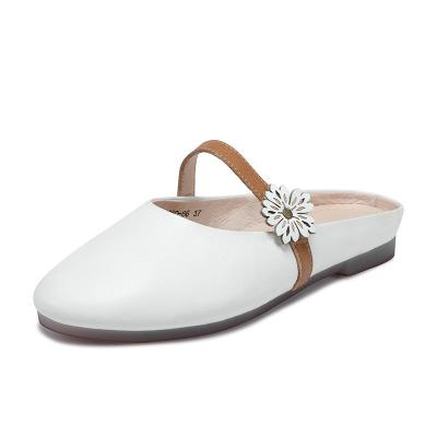 China HZM019 Slippers, Women'S Literary Temperament, Flat-Bottomed, Versatile, Soft-Soled Sandals And Slippers, Leather Back E for sale