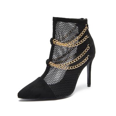 China YTH013 Shoes Metal Chain Children'S Boots Autumn 2021 New Fashion Stiletto High Heel Short Boots High Heels Brand Women' for sale