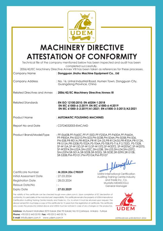 CE - Dongguan Jinzhu Machinery Equipment Co., Ltd.