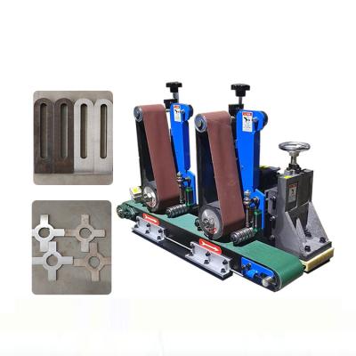 China Small Machines Double Station Deburring Rust Removal Wire Drawing Engine Auto Plate Machine Abrasive Belt Metal Polisher for sale