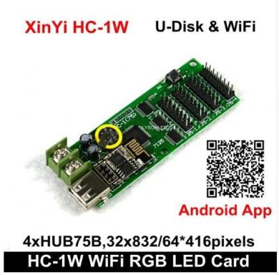 China Full Color Window LED Display Wifi LED Display Card HC-1W ,64*416 32*832 48*544 Pixels Support Static to 1/16 Scan for sale