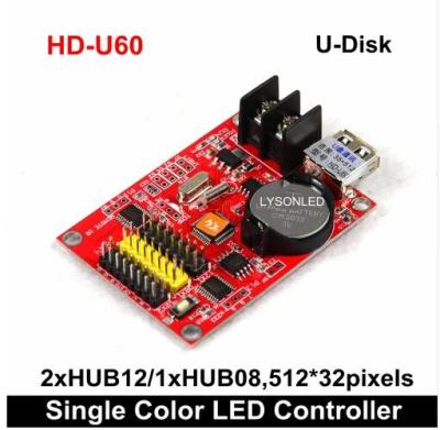China HD-U60 P10 Single color and Dual color led display controller for led moving signs with usb U-disk communication for sale