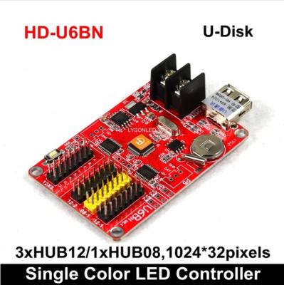 China HD-U6BN USB-Disk Huidu LED Display Control Card , P10 Single Color LED Display Controller with 3 x HUB12 Ports for sale