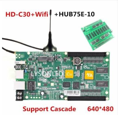 China Huidu HD-C30+ WiFi +HUB75E-10 Adapter Asynchronous RGB LED Display Card, Support 640*480 pixels Full Color LED for sale