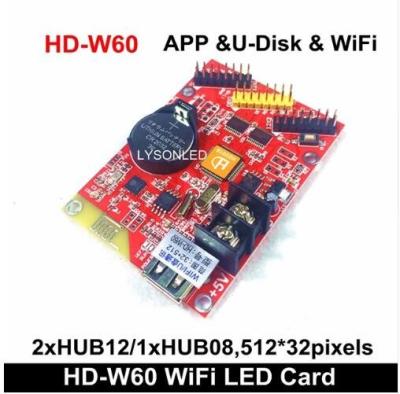 China Huidu HD-W60 U-Disk Built-in WiFi Single Color Dual Color LED Display Control Card 32x512 Pixels Support for sale