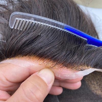 China Full Swiss Lace French Lace Human Hair Replacement Wig Human Hair System Men Toupee INDIAN Hair Perfect Straight 8"*10" for sale