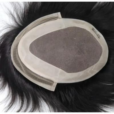 China Mens Toupee Hairpiece Fine Mono Hair System Replacement Poly Skin Around with lace front Men Wig for sale
