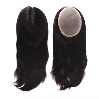 China MONO Long Hair Topper for Women Natural Brazilian Human Hair Cheap Topper High Quality Natural Black Thick Density for sale