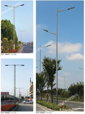 China Galvanization Outdoor steel car park vertical double arm black 12 meter octangle light pole with LED lamp for sale