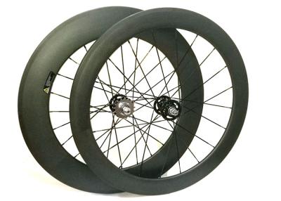 China Afronte las ruedas 700C de la bici de la pista del carbono de la parte posterior los 88MM de los 60MM con el logotipo modificado para requisitos particulares en venta