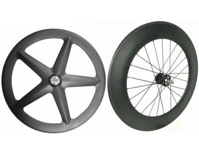 China El frente tubular 5 del carbono de la pista de las ruedas ligeras de la bici habló con fuerza estupenda en venta