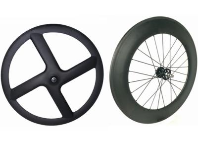 China Ruedas de pista tubulares del carbono negro, 8 barras 4 ruedas de ciclo de la pista del rayo  en venta