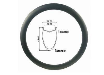 China Internal 22MM Wheels Rims Road Disc Bicycle 45mm Height Gravel Carbon Rim 700C 45 en venta