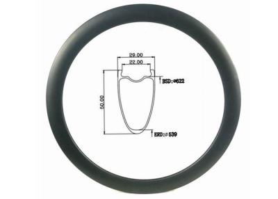 China Internal 22MM Wheels Rims 50mm Carbon Fiber Bicycle T1000 Carbon Rim Disc Tubeless en venta