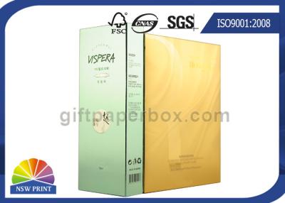 China UV Coating Gold Metallic Drawer Paper Box / Luxury Cosmetic Slide Box Packaging for sale