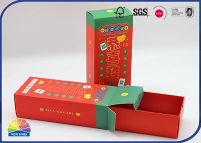 China Gold Stamping Sliding Folding Carton Box Food Grade Paper Festival Package for sale