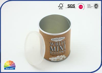 China Rolled Edge Packaging Composite Paper Tube Metal Tin Cylinder With Insert Plastic Lid for sale