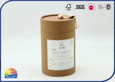 China Ribbon Handles Kraft Cardboard Cylinder Tubes With Print Paster for sale