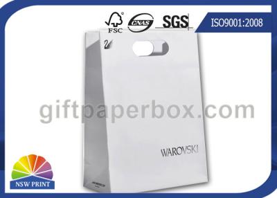 China Hot Stamping Die Cut Handle Printed Paper Bags White Or Black With Art Paper for sale