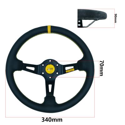 China MOMO 14-inch Racing Steering Wheel with Hand-stitched Genuine Leather and 340MM Diameter for sale
