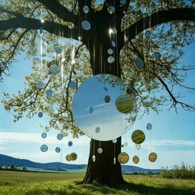 China Round Mirror Hanging Ornament Double-Sided Drilled Acrylic Hanging Mirror Unbreakable DIY Decor Bare Mirror Without Shell for sale