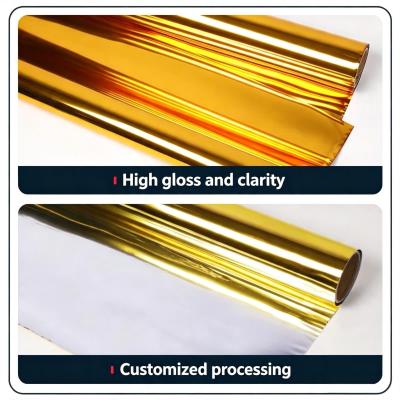 China PET Mirror Film Roll Non Adhesive Wedding Stage Decor Chrome Color Cuttable DIY Craft Sheet for sale