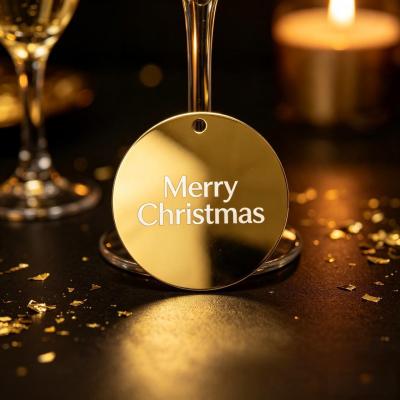 China Holiday Decoration Acrylic Mirror Ornament Set 1mm Gold Shatterproof Hanging Tree Wreath Christmas Party Decor Wholesale for sale