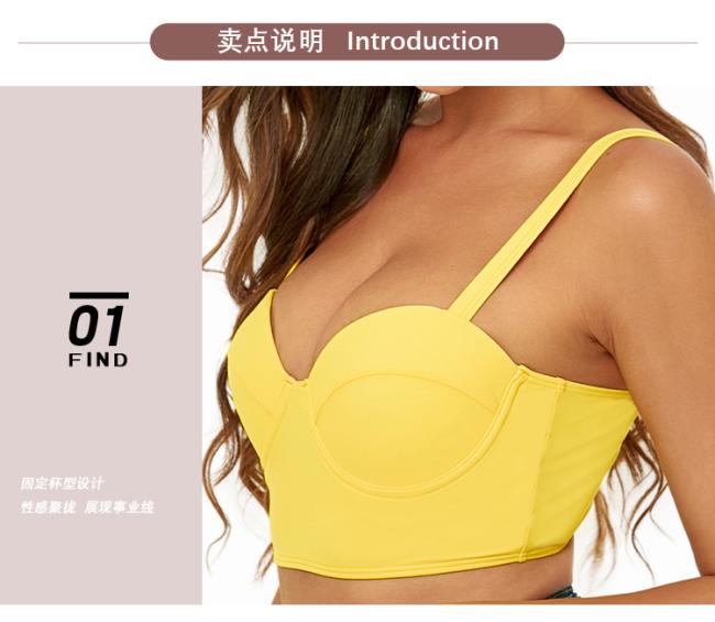 Women's pure color swimsuit bikini sexy backless high waist triangle split swimsuit