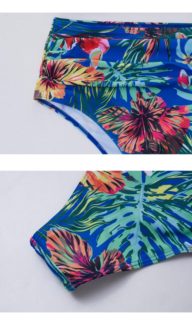 Women's pure color swimsuit bikini sexy backless high waist triangle split swimsuit