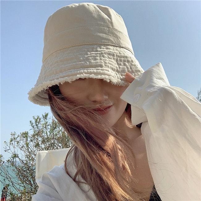 Spring and Autumn Bucket Fisherman Hat Solid Color Sunshade Hat Ladies Travel Custom LOGO Cotton Casual Hat