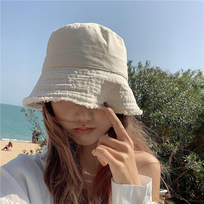 Spring and Autumn Bucket Fisherman Hat Solid Color Sunshade Hat Ladies Travel Custom LOGO Cotton Casual Hat