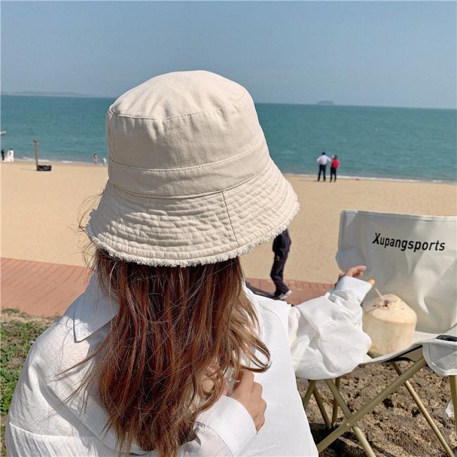 Spring and Autumn Bucket Fisherman Hat Solid Color Sunshade Hat Ladies Travel Custom LOGO Cotton Casual Hat
