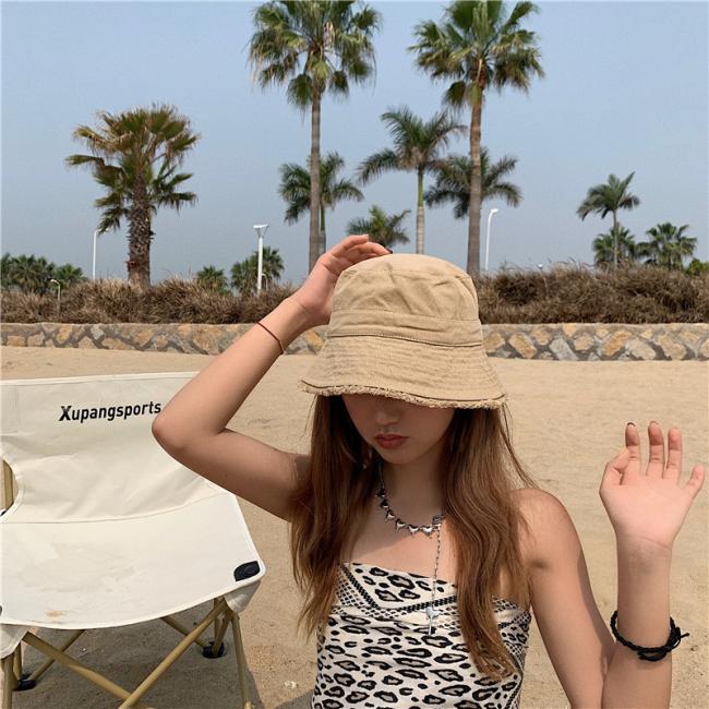 Spring and Autumn Bucket Fisherman Hat Solid Color Sunshade Hat Ladies Travel Custom LOGO Cotton Casual Hat