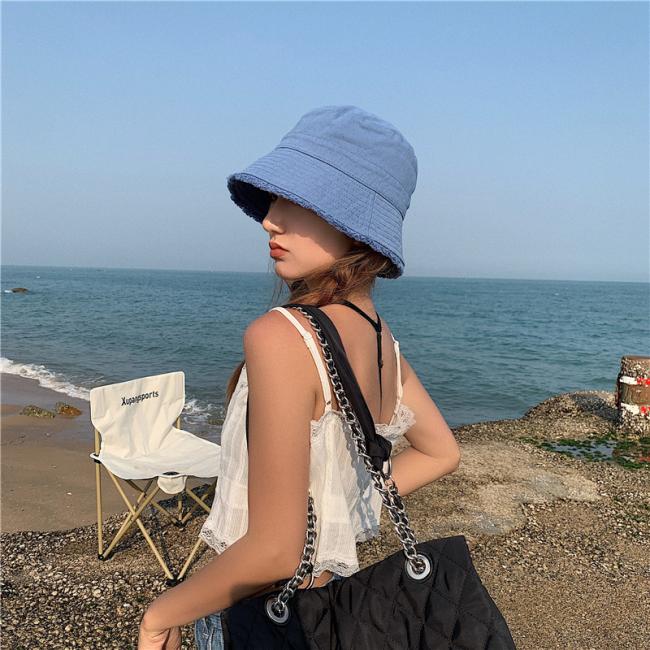 Spring and Autumn Bucket Fisherman Hat Solid Color Sunshade Hat Ladies Travel Custom LOGO Cotton Casual Hat