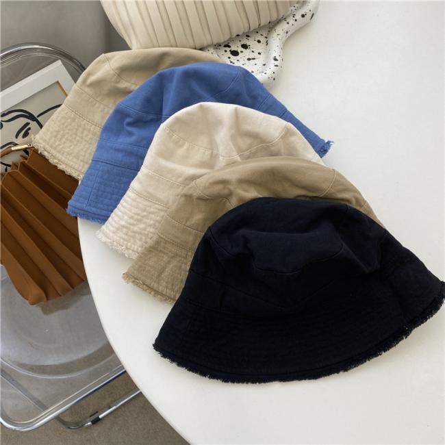 Spring and Autumn Bucket Fisherman Hat Solid Color Sunshade Hat Ladies Travel Custom LOGO Cotton Casual Hat