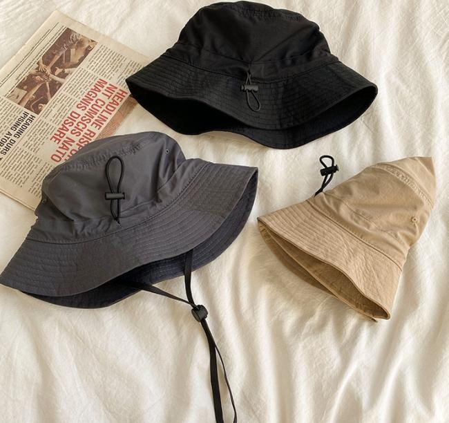 Adjustable Fisherman Hat Men And Women Solid Color Casual Basin Hat Quick-Drying Rainproof Sunscreen Bucket Hat