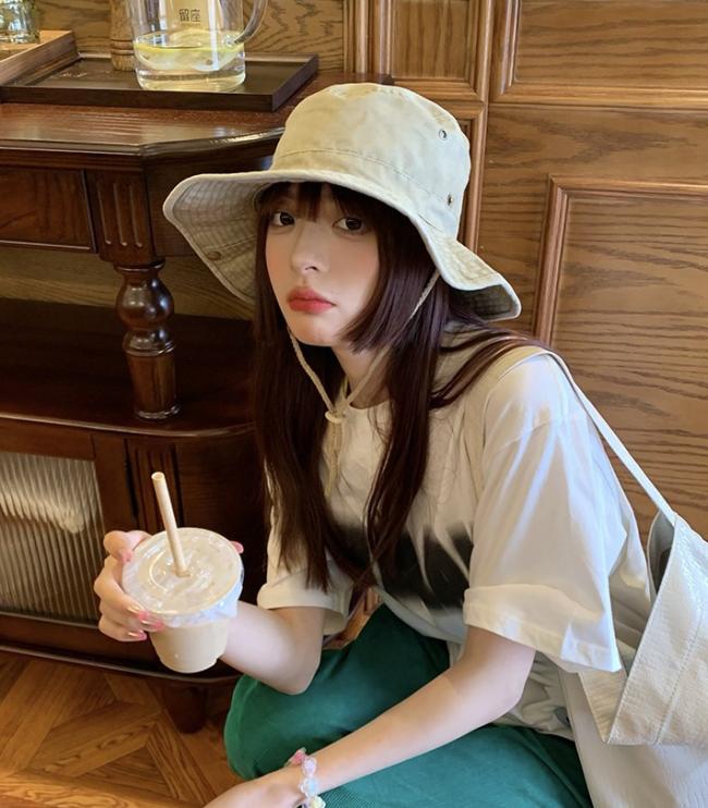 Western Cowboy Fisherman Hat Cotton Outdoor Camping Summer Hat Solid Color Big Brim Bucket Hat