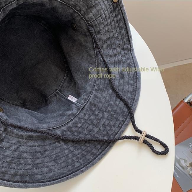 Western Cowboy Fisherman Hat Cotton Outdoor Camping Summer Hat Solid Color Big Brim Bucket Hat