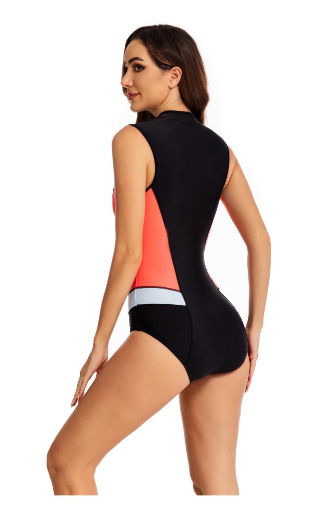 Factory New Design Contrast Color One Piece Sleeveless Vest Ladies Training Swimsuit Wetsuit Rash Guard Swimwear